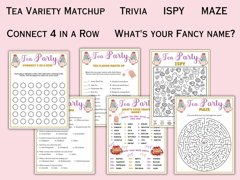 22 Tea Party Game Bundle for Kids & Adults Tea Party Games for ...