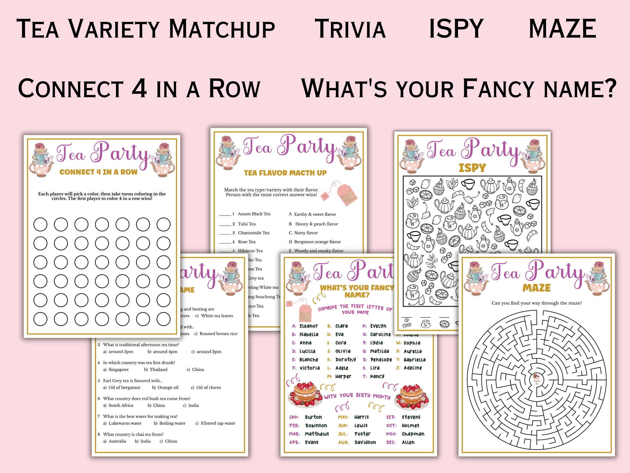 22 Tea Party Game Bundle for Kids & Adults Tea Party Games for ...