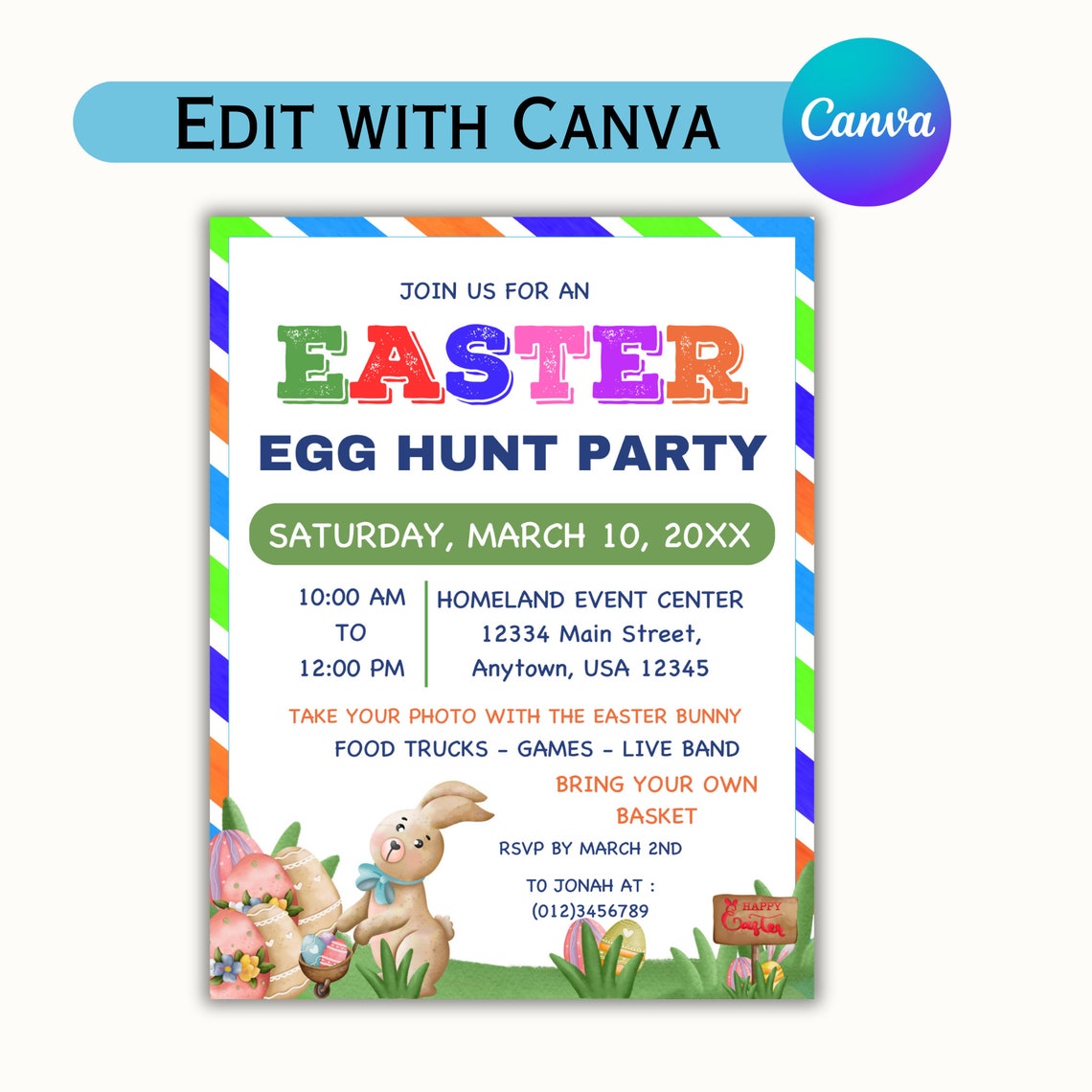 Editable Easter Egg Hunt Flyer Easter Fundraiser Flyer Printable Easter ...