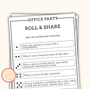 Office Party Roll & Share Dice Game - Work Party Game for Team Building ...