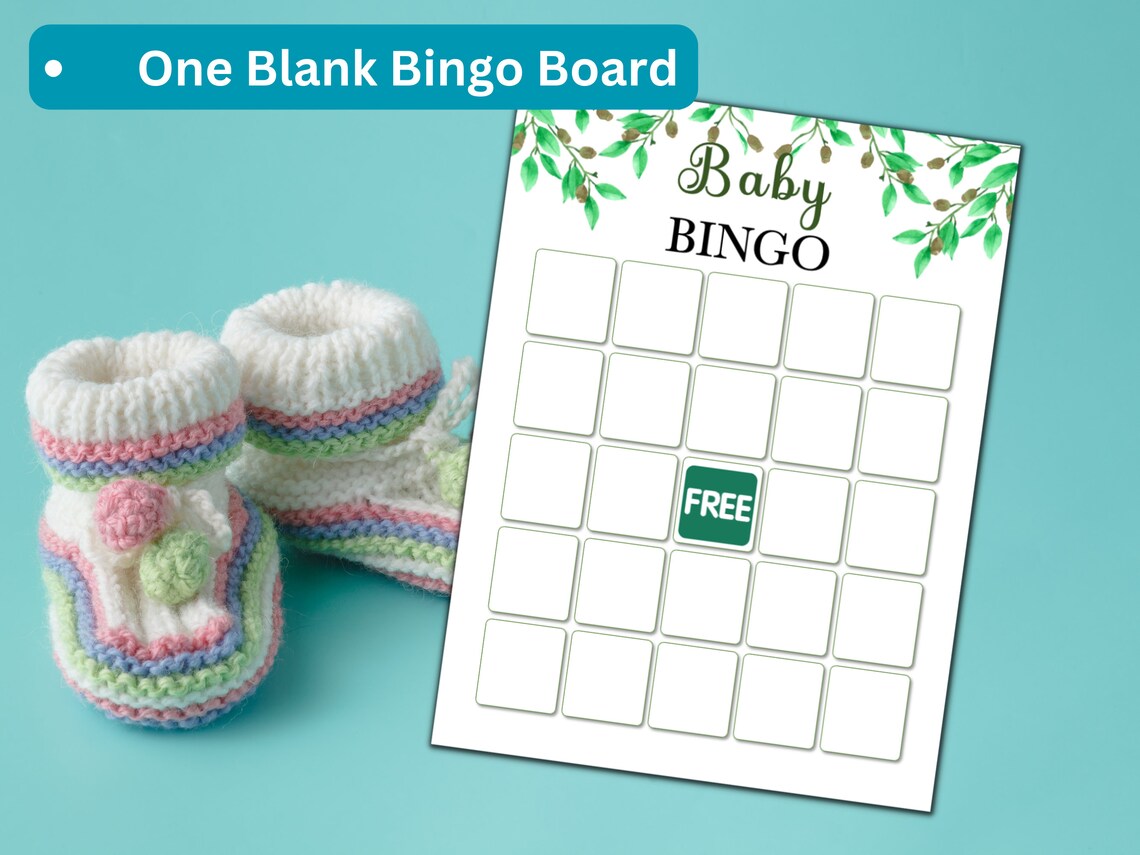 Printable Baby Shower Bingo Game Baby Shower Games 30 Greenery Unique ...