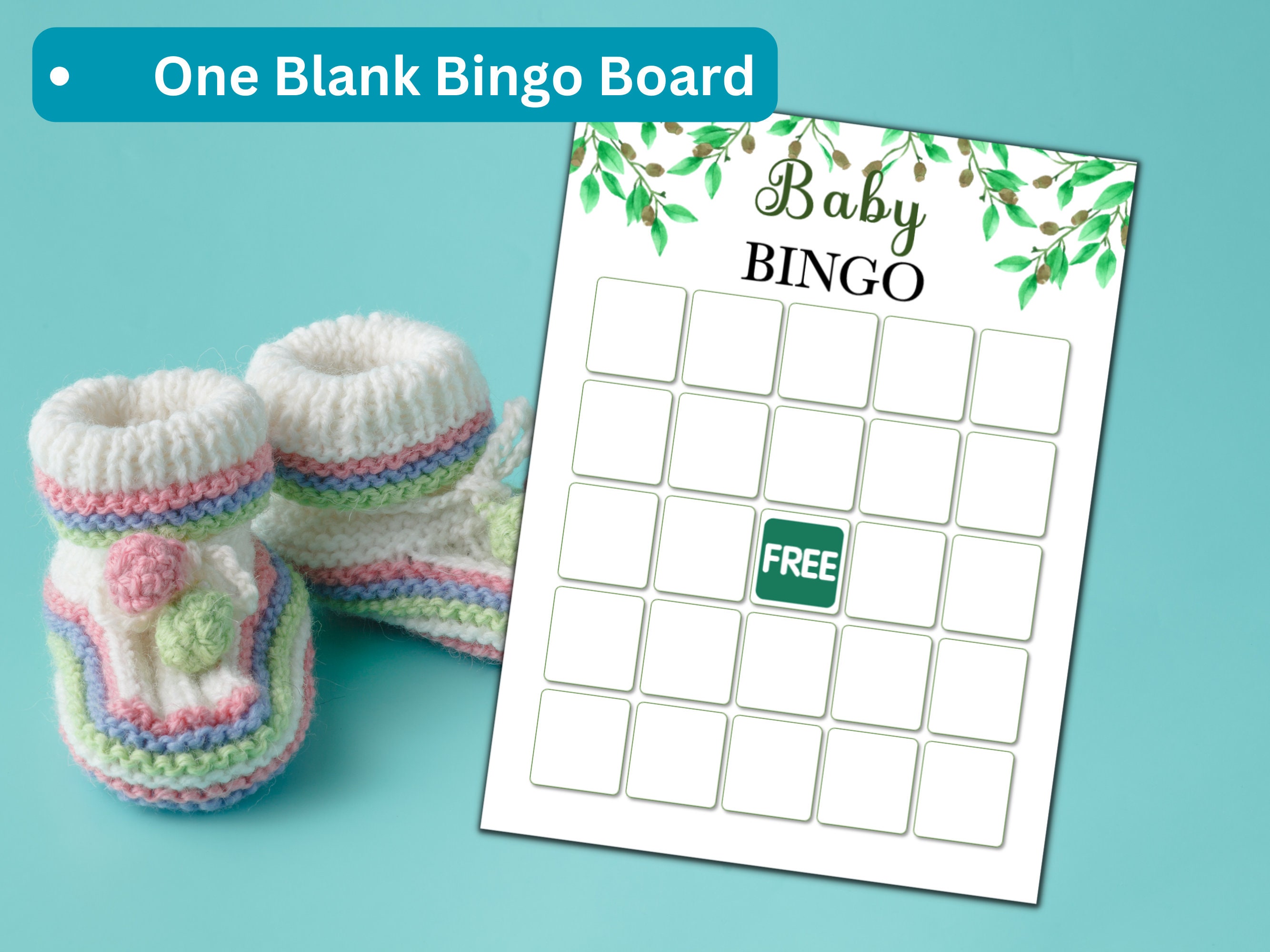 Printable Baby Shower Bingo Game Baby Shower Games 30 Greenery Unique ...