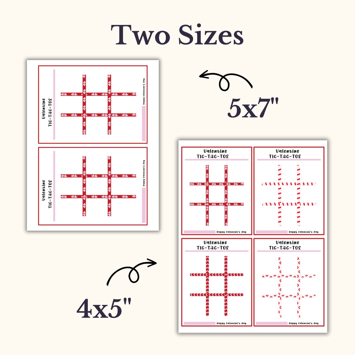 Printable Valentine's Day Tic Tac Toe Cards for Kids School and Party ...