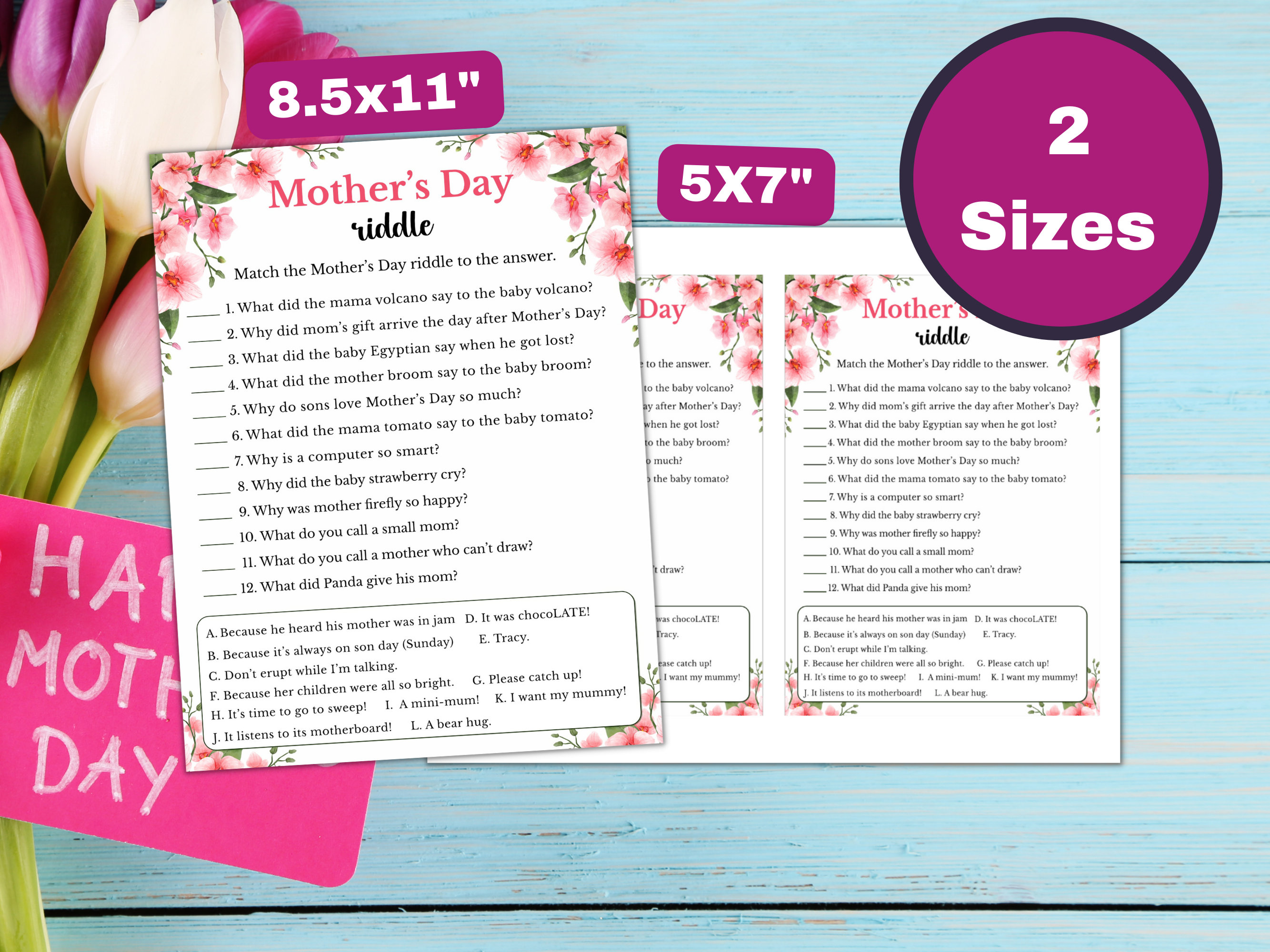 Printable Mother's Day Party Game Mother's Day Riddle Game Family Game ...