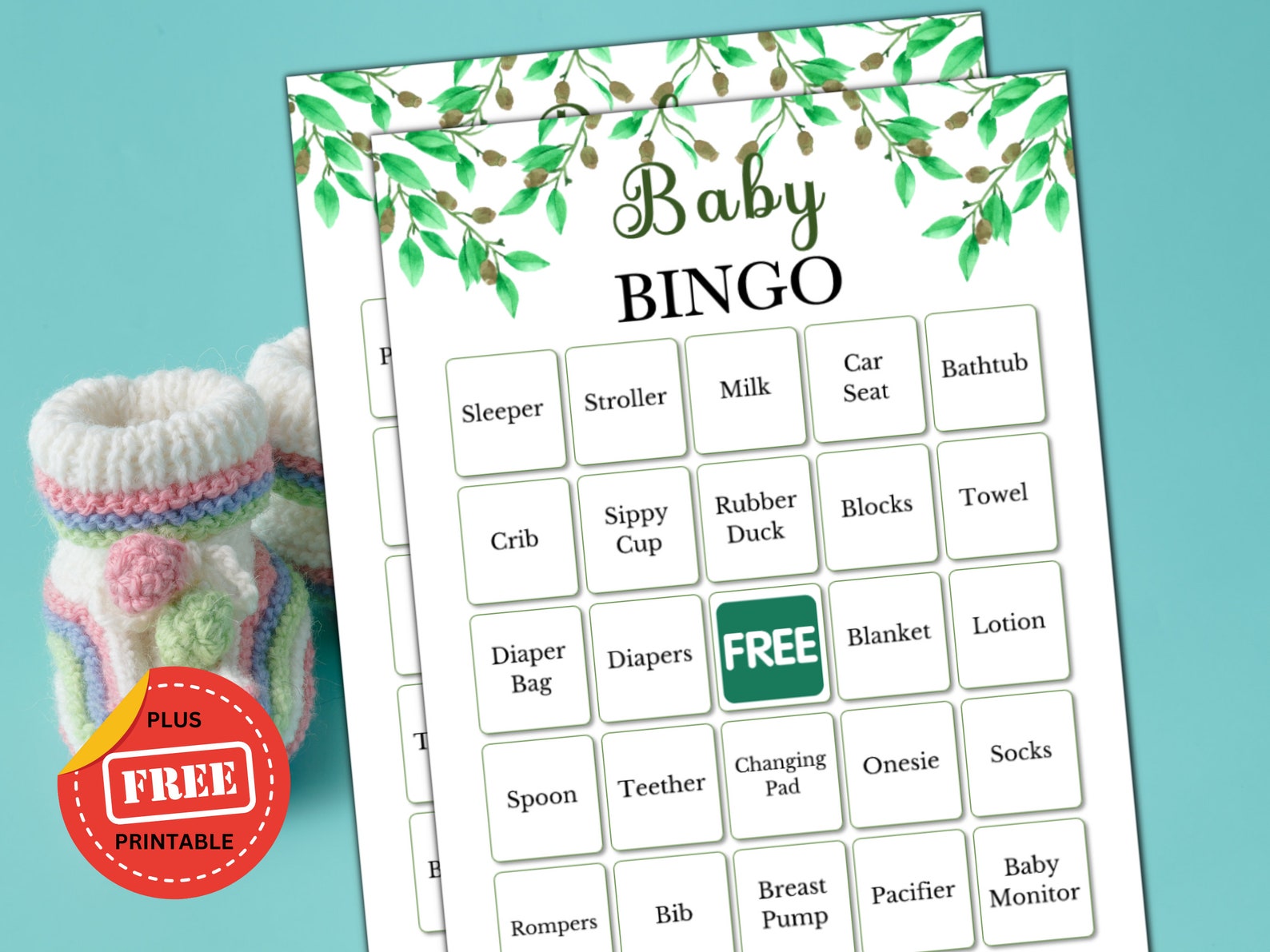 Printable Baby Shower Bingo Game Baby Shower Games 30 Greenery Unique ...