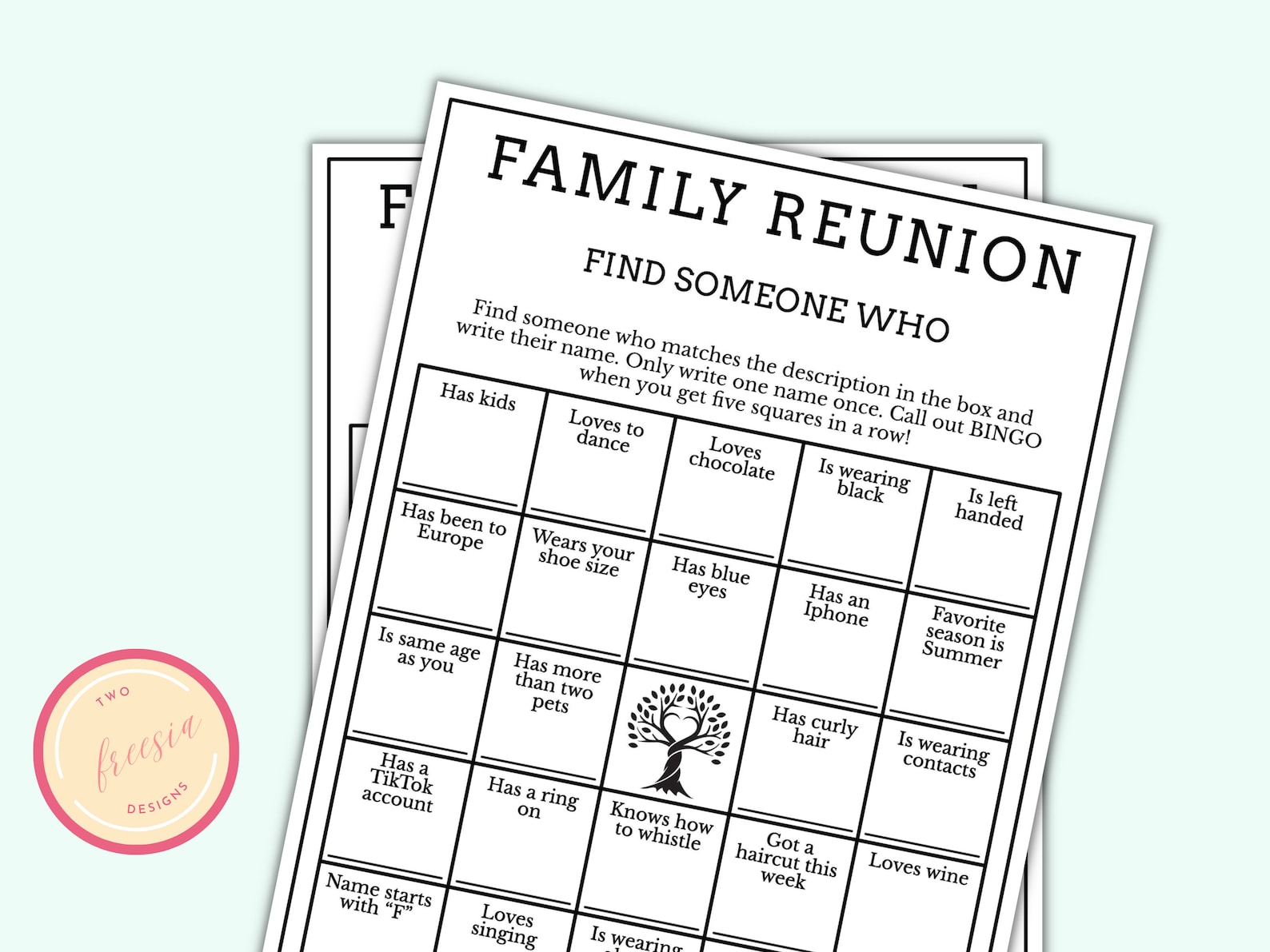 Find the Guest Family Reunion Game - Find Someone Who - Printable ...