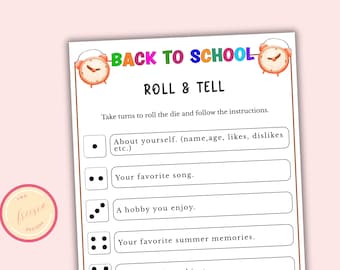 Printable Back to School Game | Roll and Tell Dice Game | Candy Dice ...
