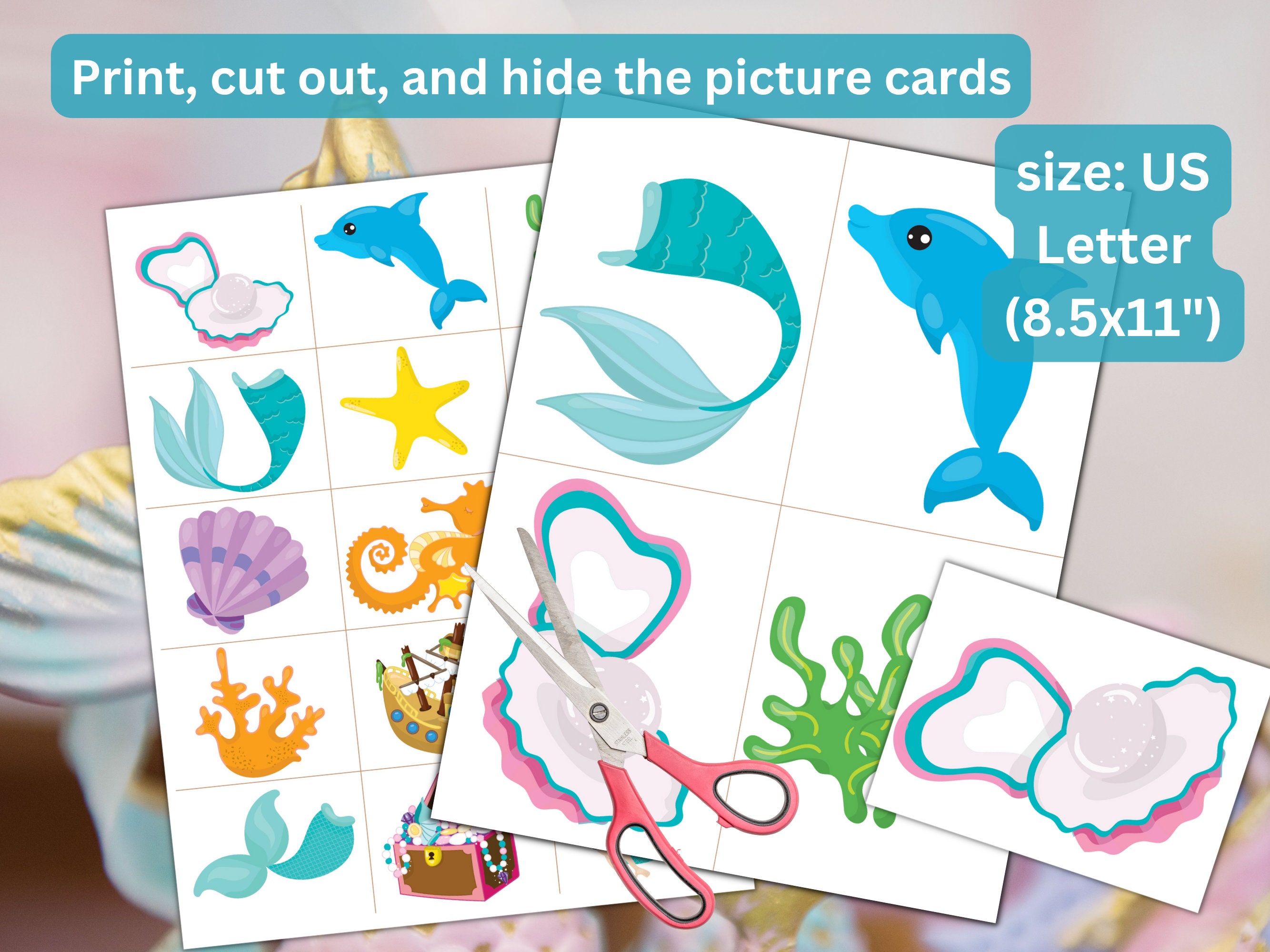 Mermaid Treasure Hunt Printable Birthday Party Games for Kids Under the ...