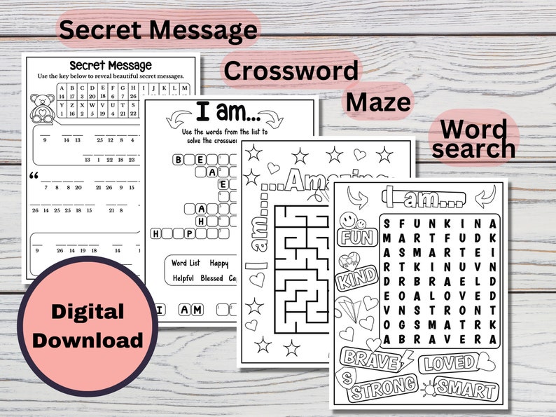 Positive Affirmation Activity and Coloring Worksheets for Kids - Etsy