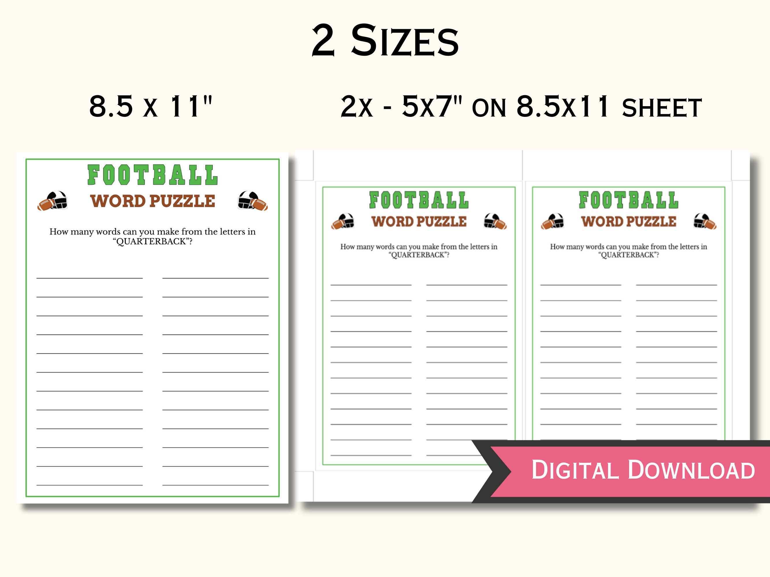 Football Game Bundle 15 Printable Football Party Games Pack Football ...