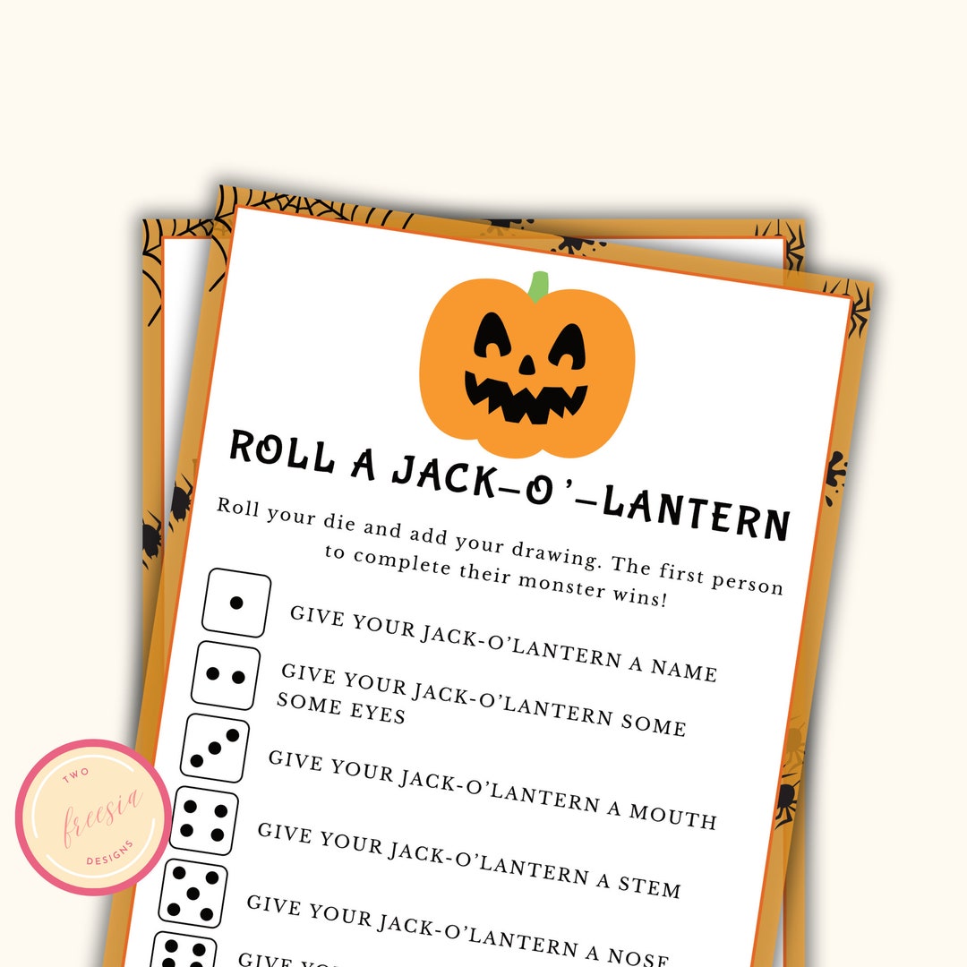 Roll a Jack O Lantern Game - Printable Halloween Party Game for Kids ...
