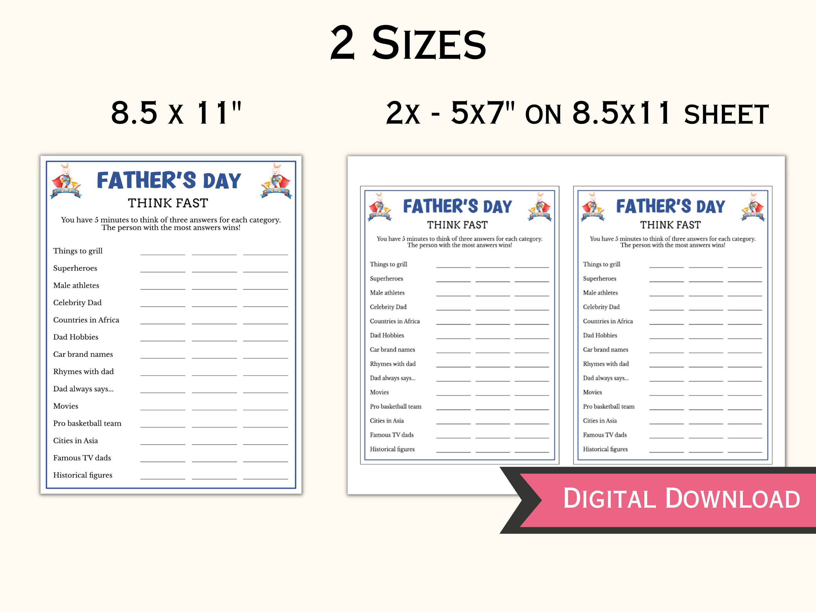 20 Printable Father's Day Game Bundle for Kids and Adults Family Party ...