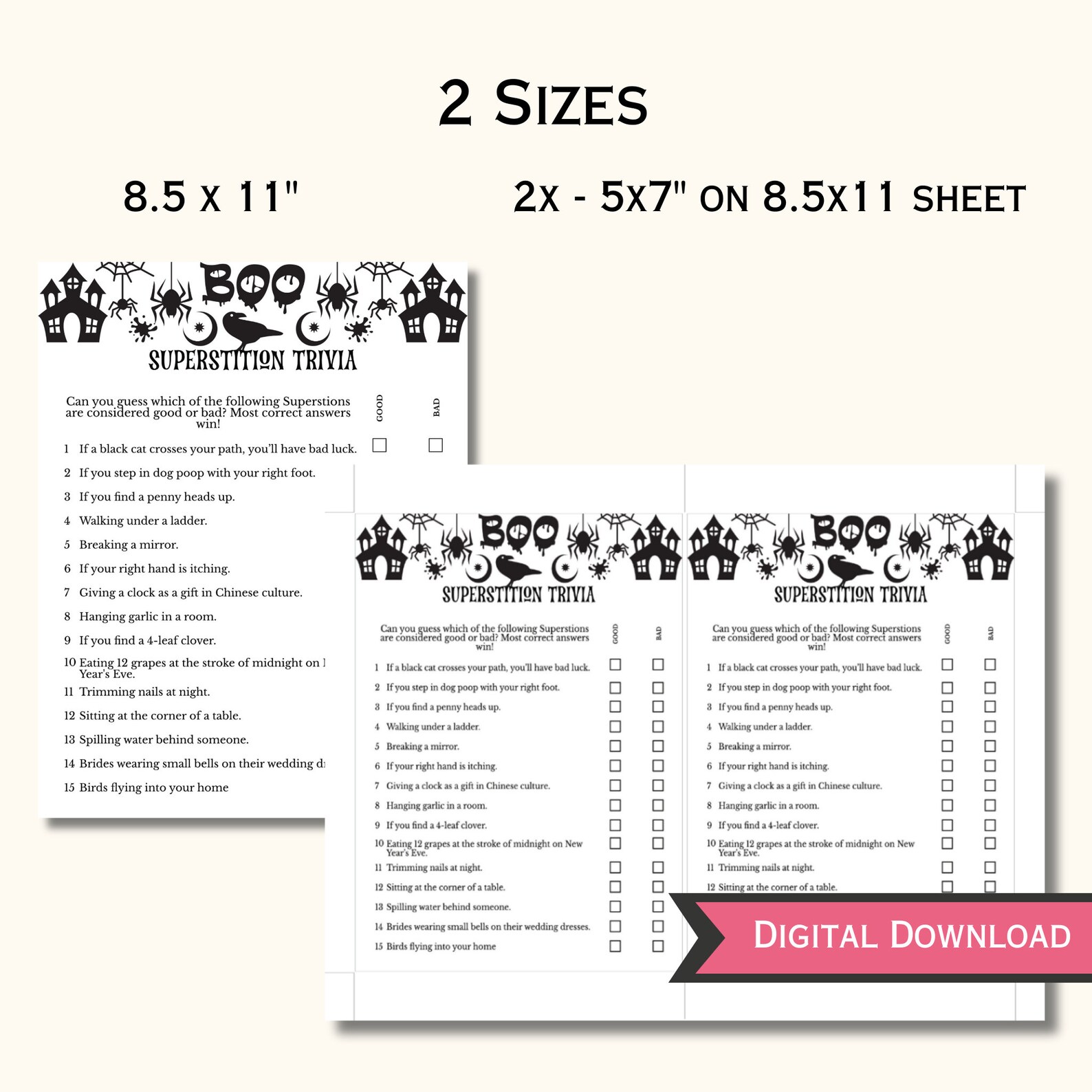 Halloween Superstition Trivia Game - Printable Halloween Party Game for ...