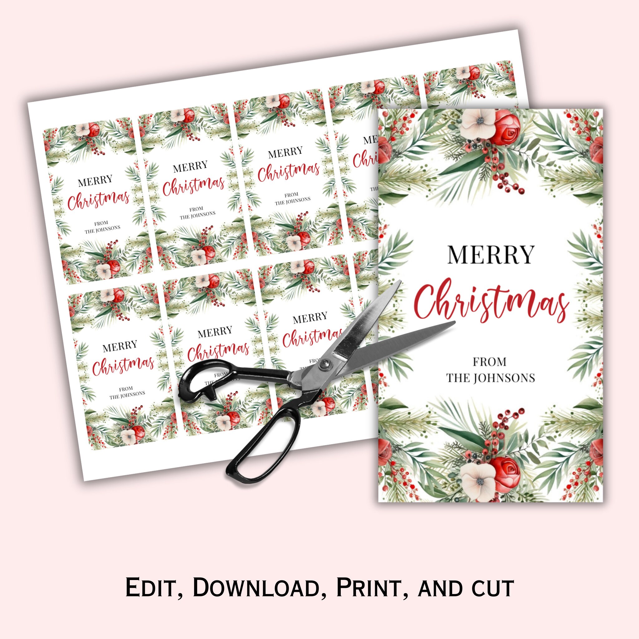 Printable Christmas Gift Tag Merry Christmas Gift Tag Holiday Party ...
