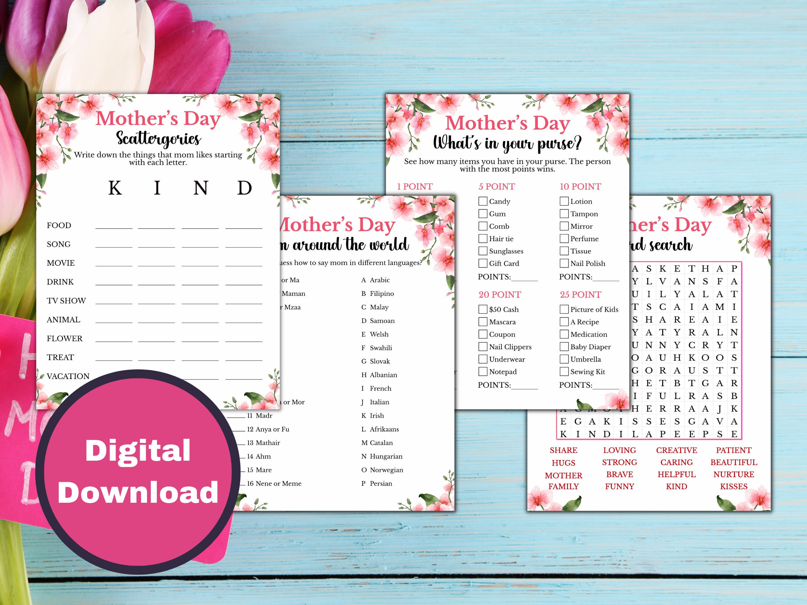 Printable Mother's Day Game Bundle for Kids and Adults Family Party ...