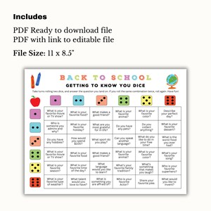 Editable Back to School Dicebreaker - Classroom Icebreaker Activity ...