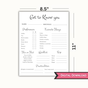 Editable Get to Know You Questionnaire Template - All About Me Survey ...