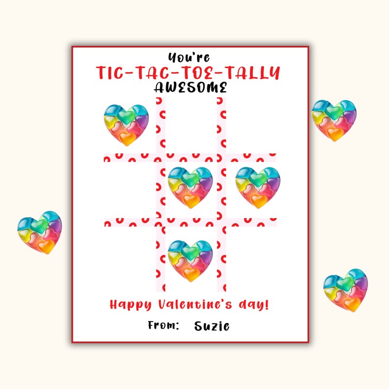 Editable Valentine's Day Tic Tac Toe Cards for Kids School and Party ...