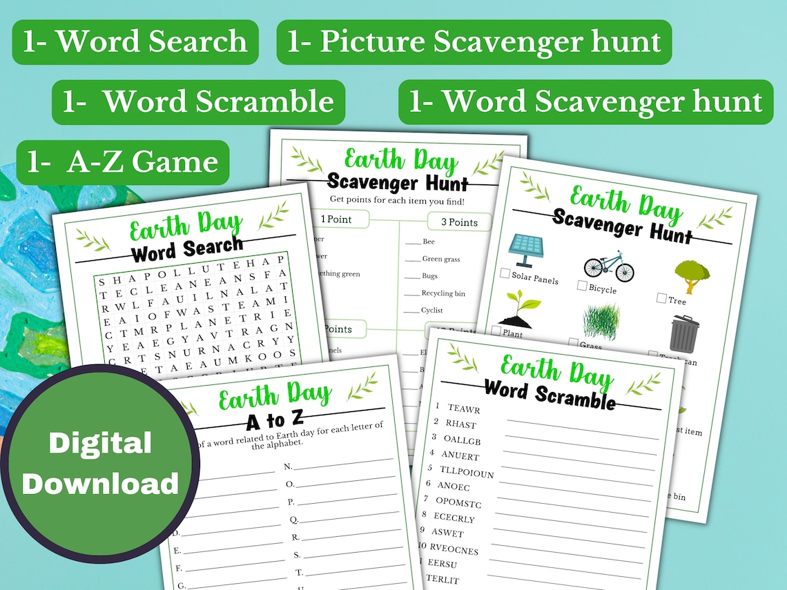 Printable Earth Day Game Bundle for Kids and Adults Game for - Etsy