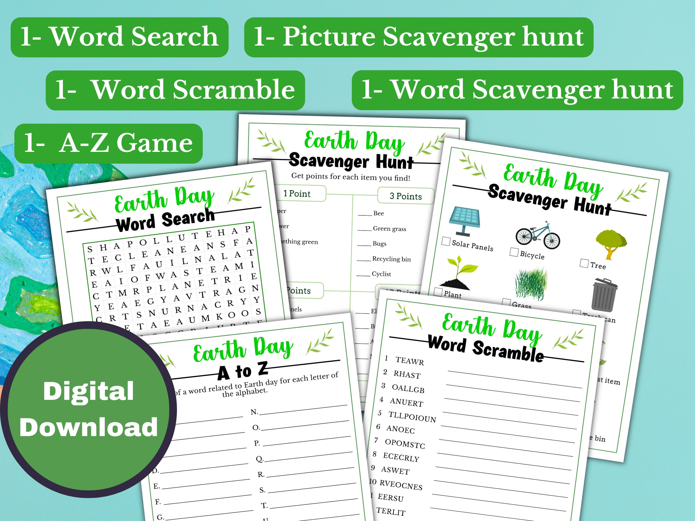 Printable Earth Day Game Bundle for Kids and Adults Game for - Etsy