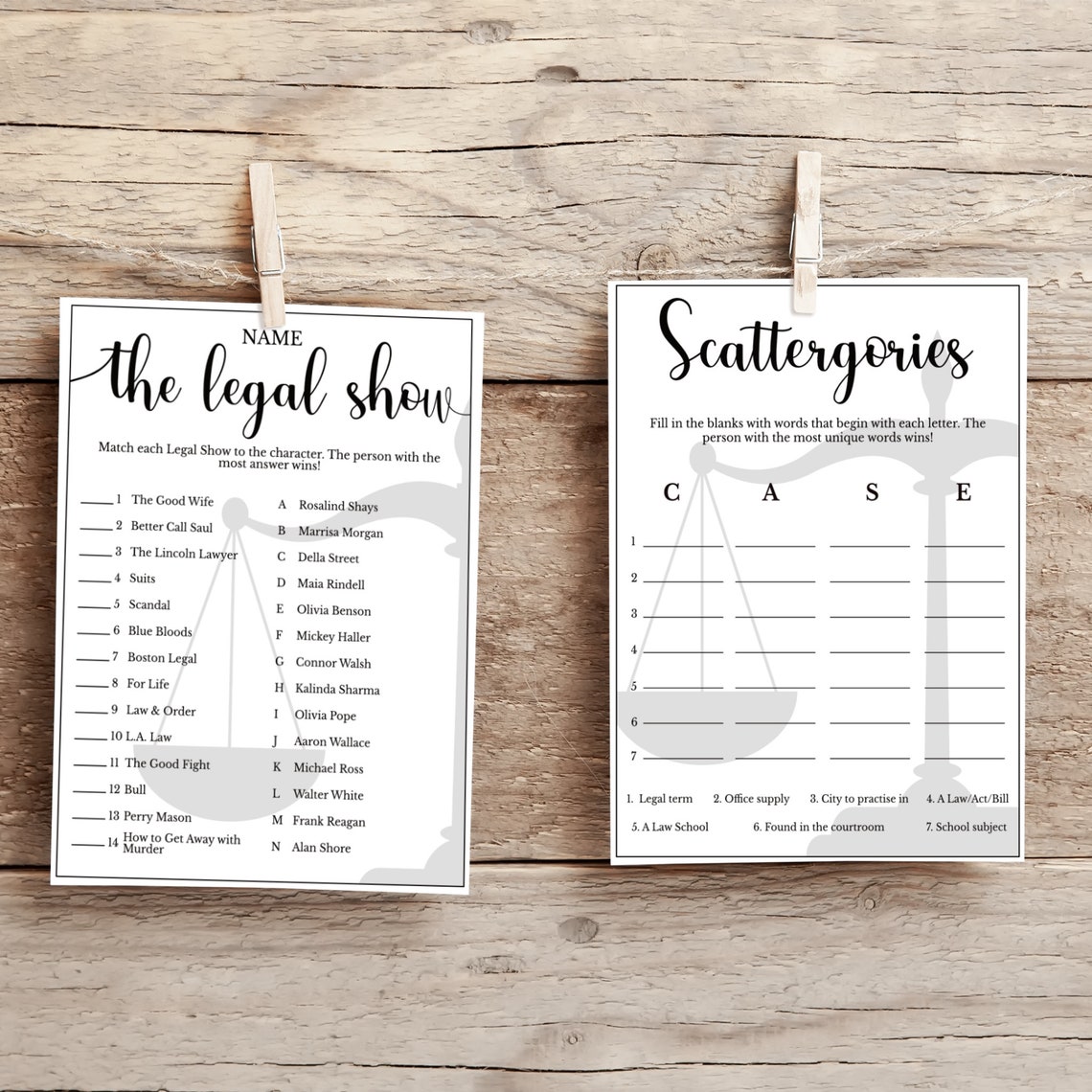 Law School Graduation 8 Game Bundle Lawyer Retirement Party Games ...