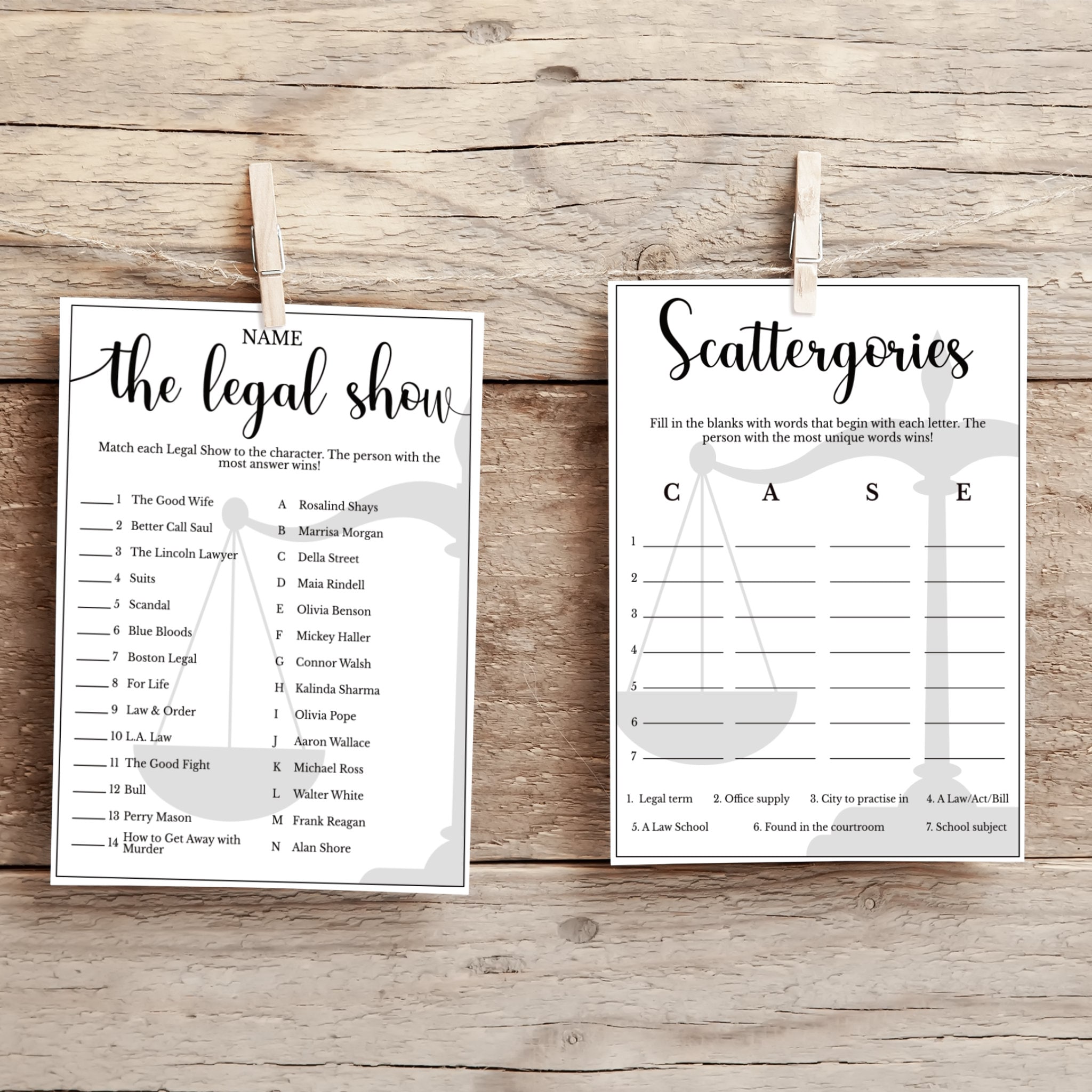 Law School Graduation 8 Game Bundle Lawyer Retirement Party Games ...