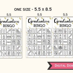 50 Graduation Bingo Cards - Printable Bingo Cards for Graduation Party ...