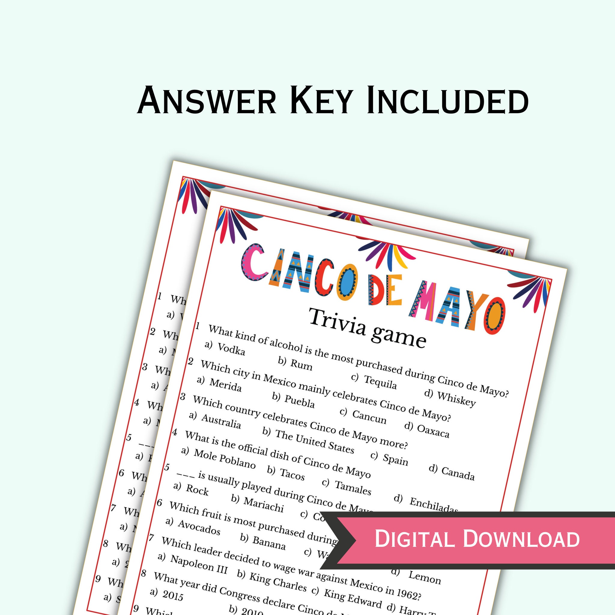 Cinco De Mayo Games - Trivia Game - Mexican Fiesta Game for Kids ...
