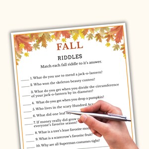 Fall Riddles Game - Printable Autumn Game - Fun Fall Time Activities ...