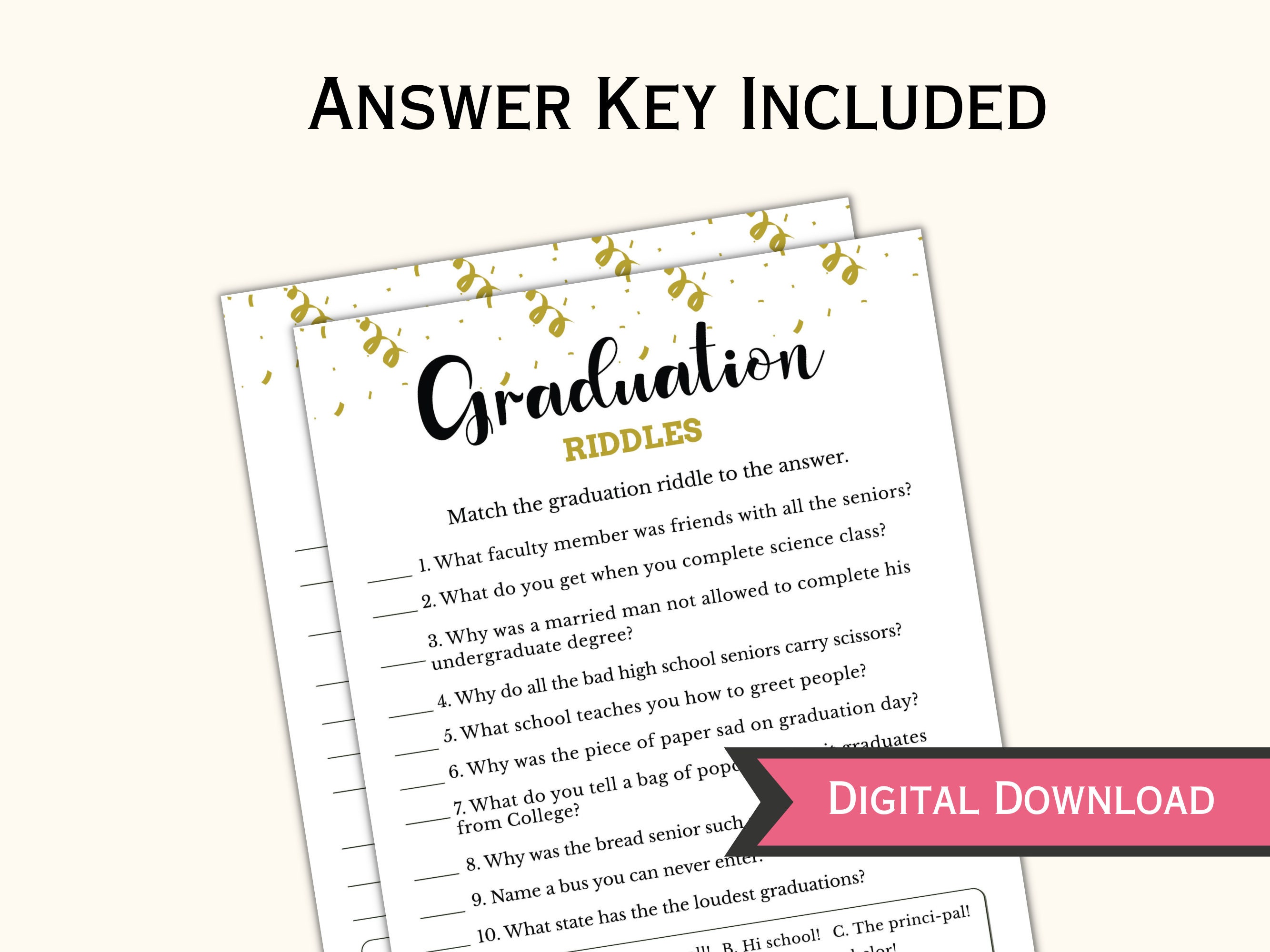 Graduation Riddles Game Printable Graduation Games 2023 Graduation ...