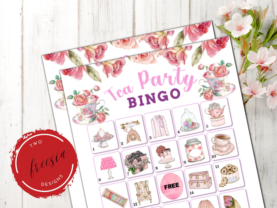 Printable Tea Party Bingo Cards - 30 Unique Bingo Cards, Girls Birthday ...