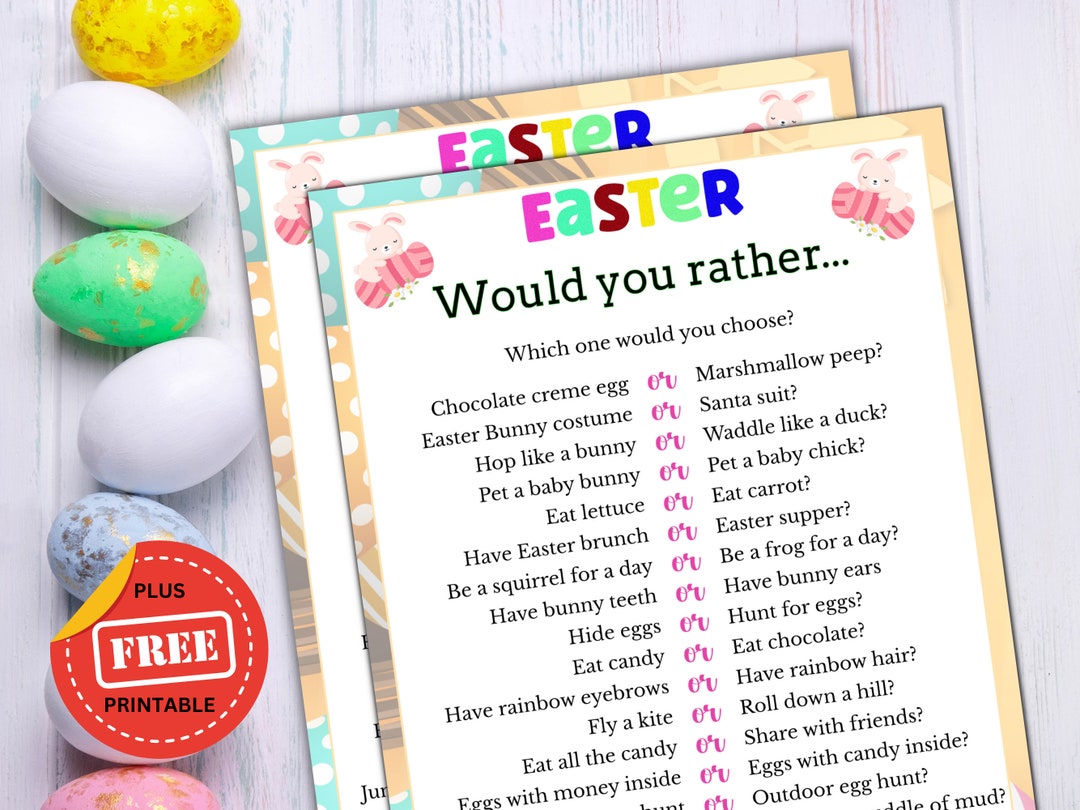 Easter Would You Rather Game - Easter Printable Games for Kids & Adults ...