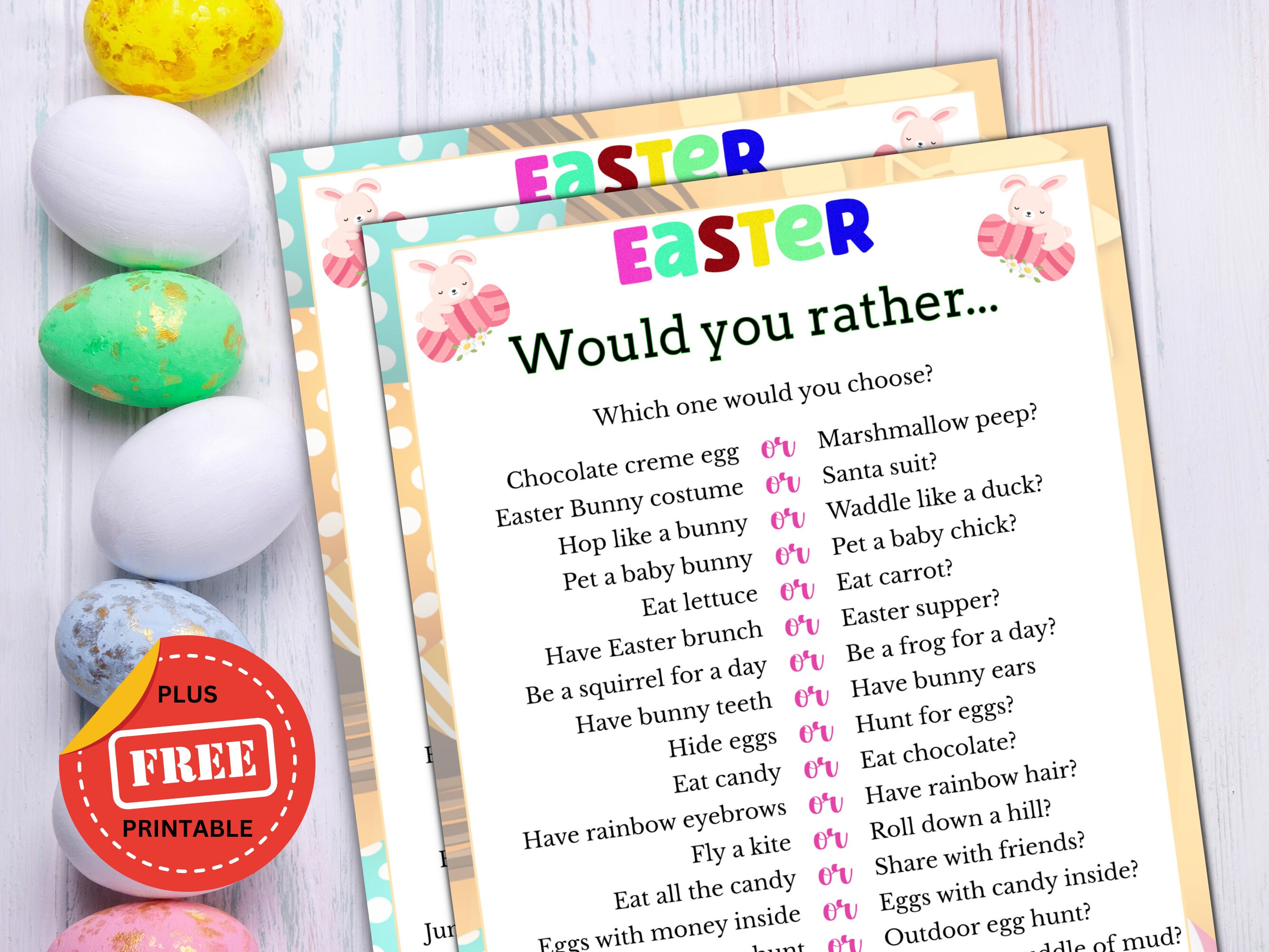 Easter Would You Rather Game Easter Printable Games for Kids & Adults ...