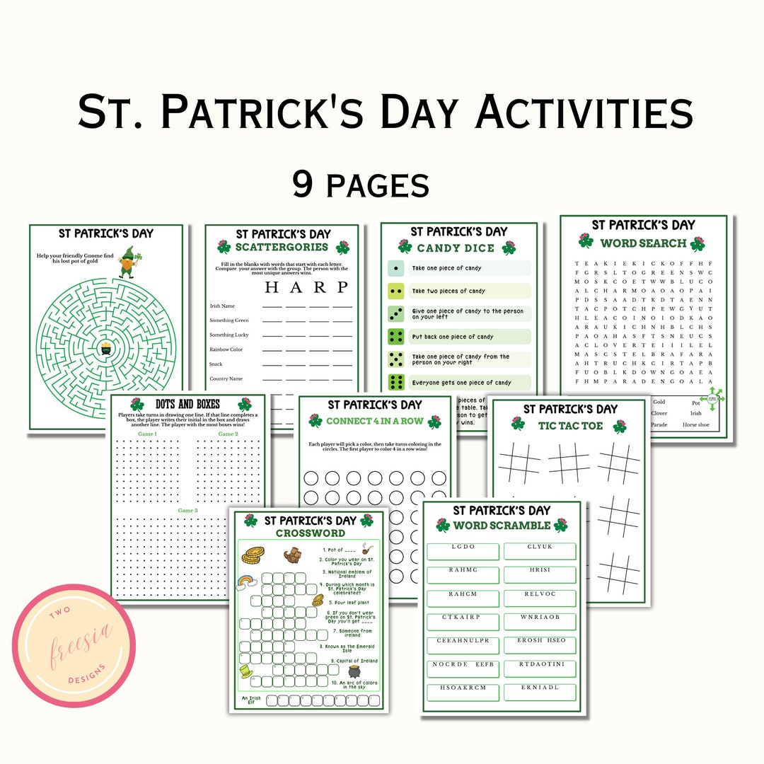Printable St. Patrick's Day Games and Activity Bundle for Kids ...