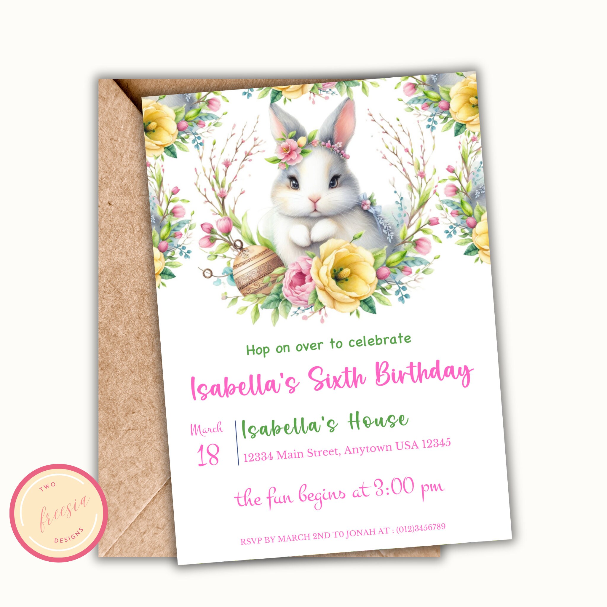 Editable Easter Birthday Invitation Some Bunny Birthday Invite Bunny ...