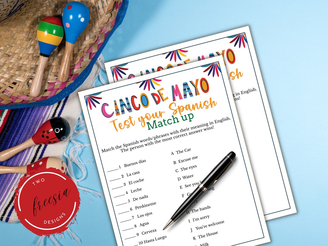 Cinco De Mayo Party Games Test Your Spanish Game Printable Fiesta Game ...