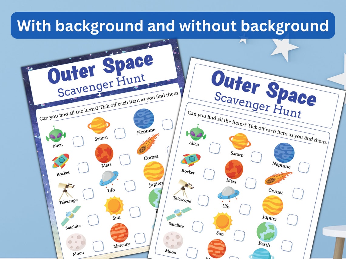 Outer Space Scavenger Hunt - Printable Space Treasure Hunt for Kids ...
