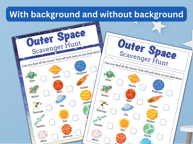 Outer Space Scavenger Hunt - Printable Space Treasure Hunt for Kids ...