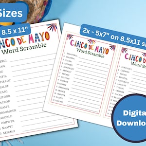 Cinco De Mayo Word Scramble Game Printable Cinco De Mayo - Etsy