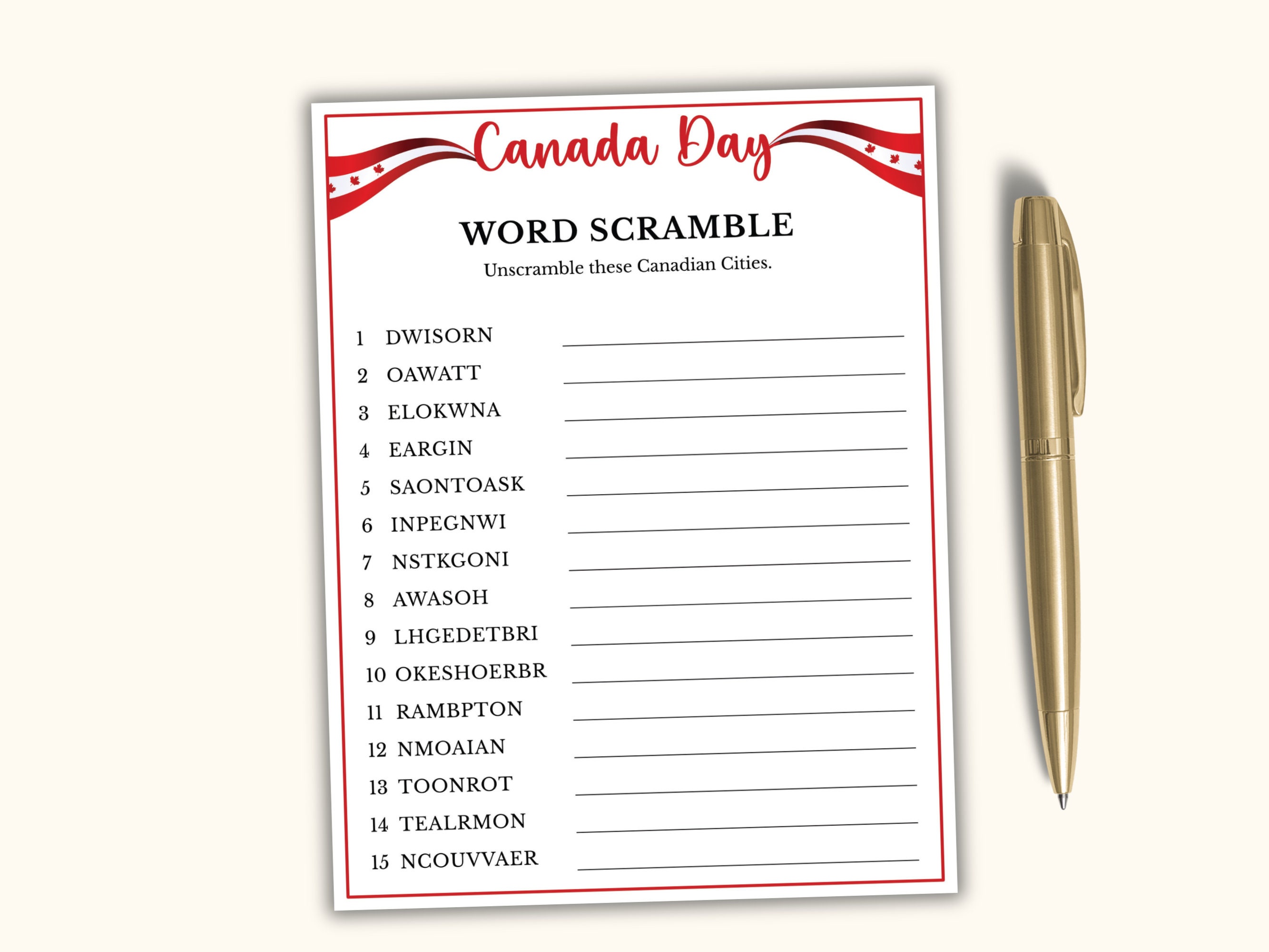 30 Canada Day Game Bundle - Printable Canada Day Games Bundle for Kids ...
