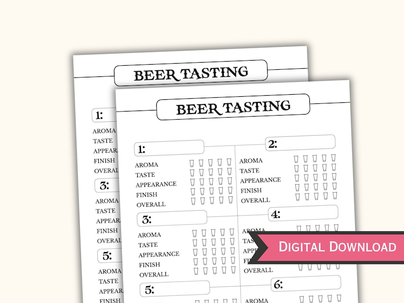 Beer Tasting Scorecard - Printable Beer Tasting Sheet for Beer Tasting Party, Guys Night ...