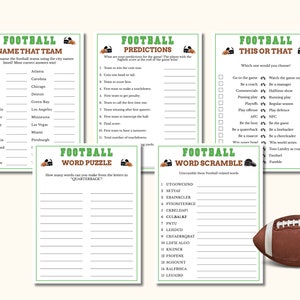 Football Game Bundle - 15 Printable Football Party Games Pack ...