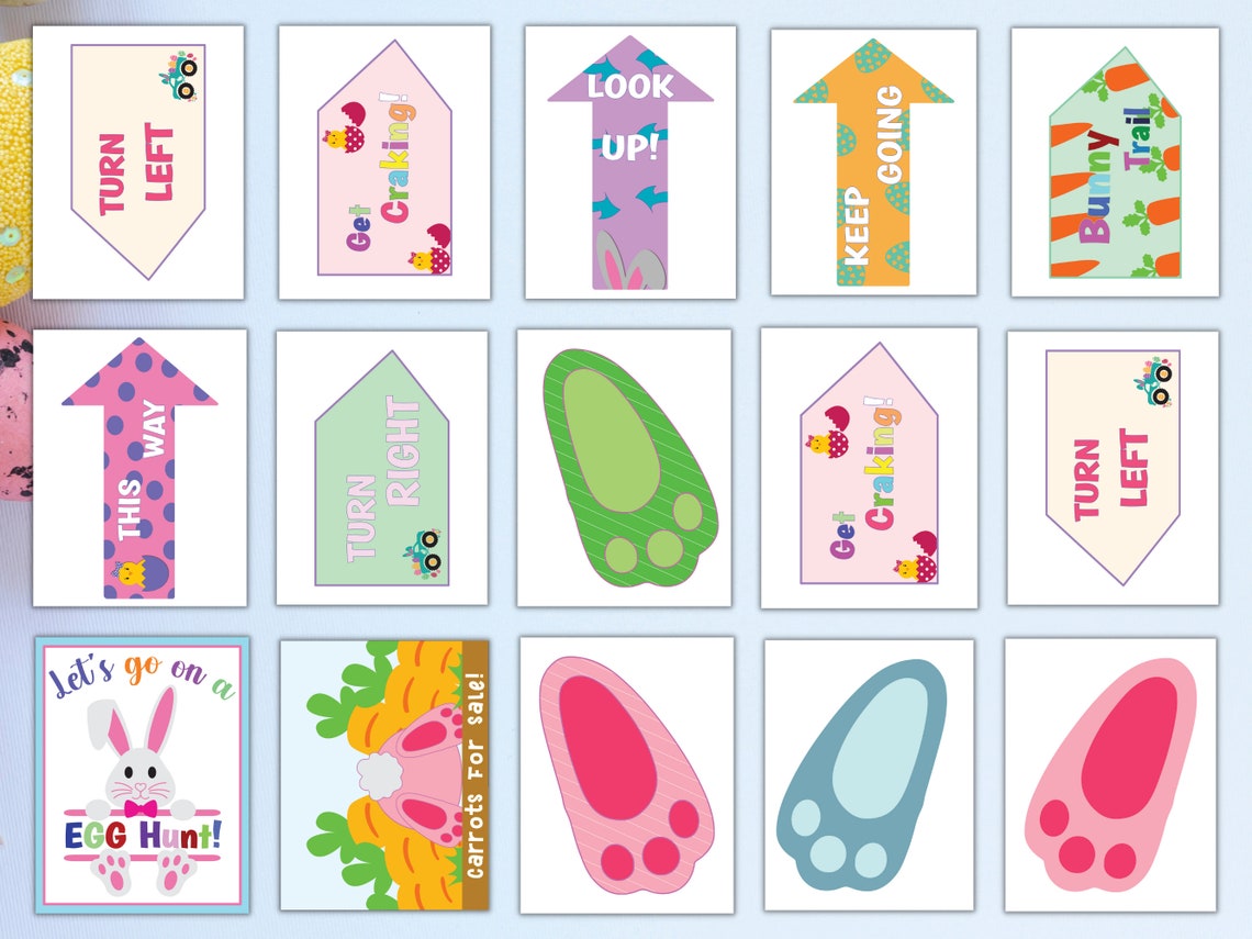 Printable Easter Egg Hunt Signs - Easter Bunny Party Decorations and ...