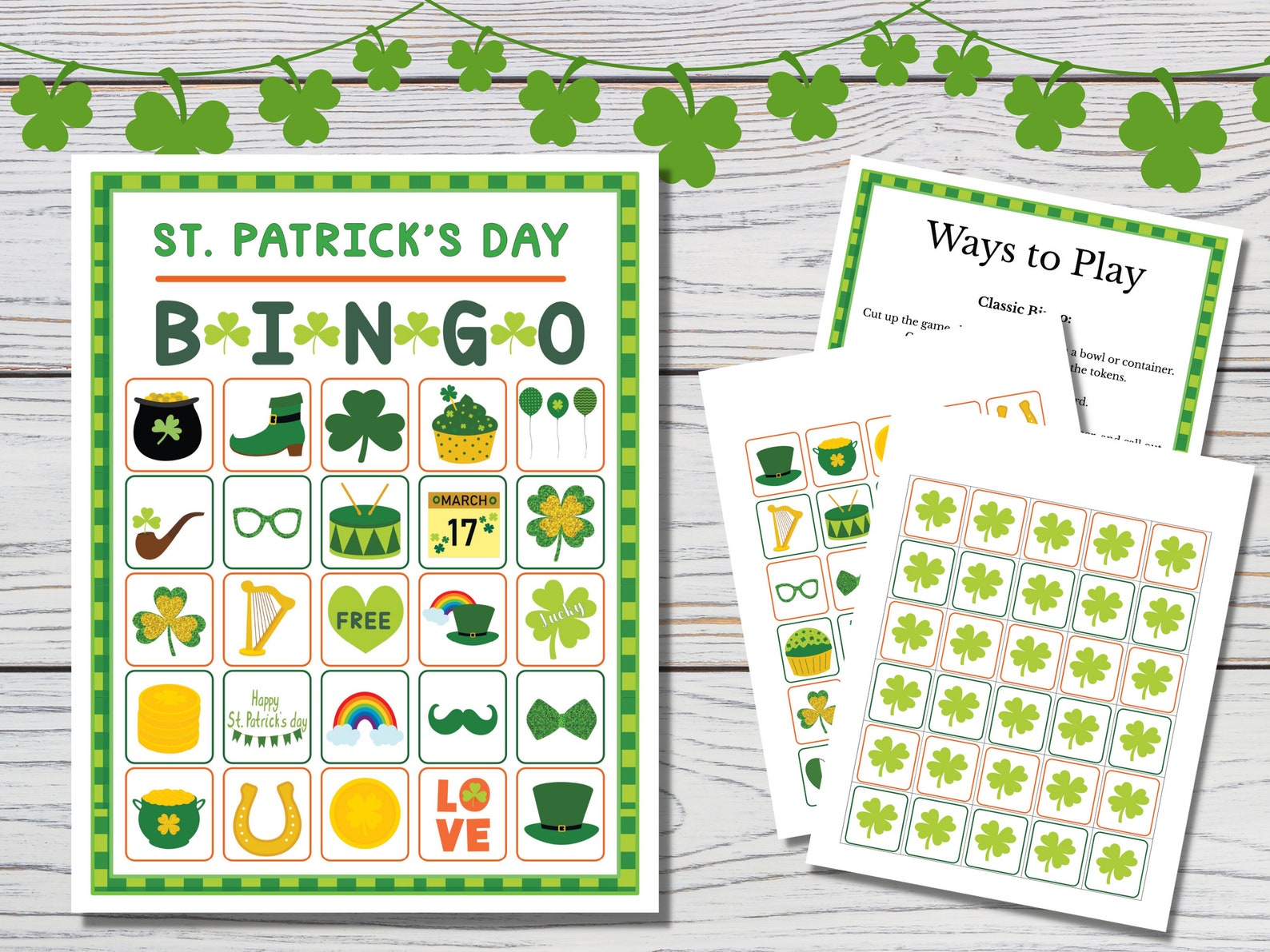 Printable St Patrick's Day Bingo Game 30 Unique Cards - Etsy
