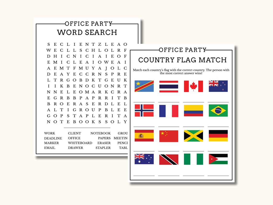 Printable Office Party Games Bundle Work Party Games for Team Building ...