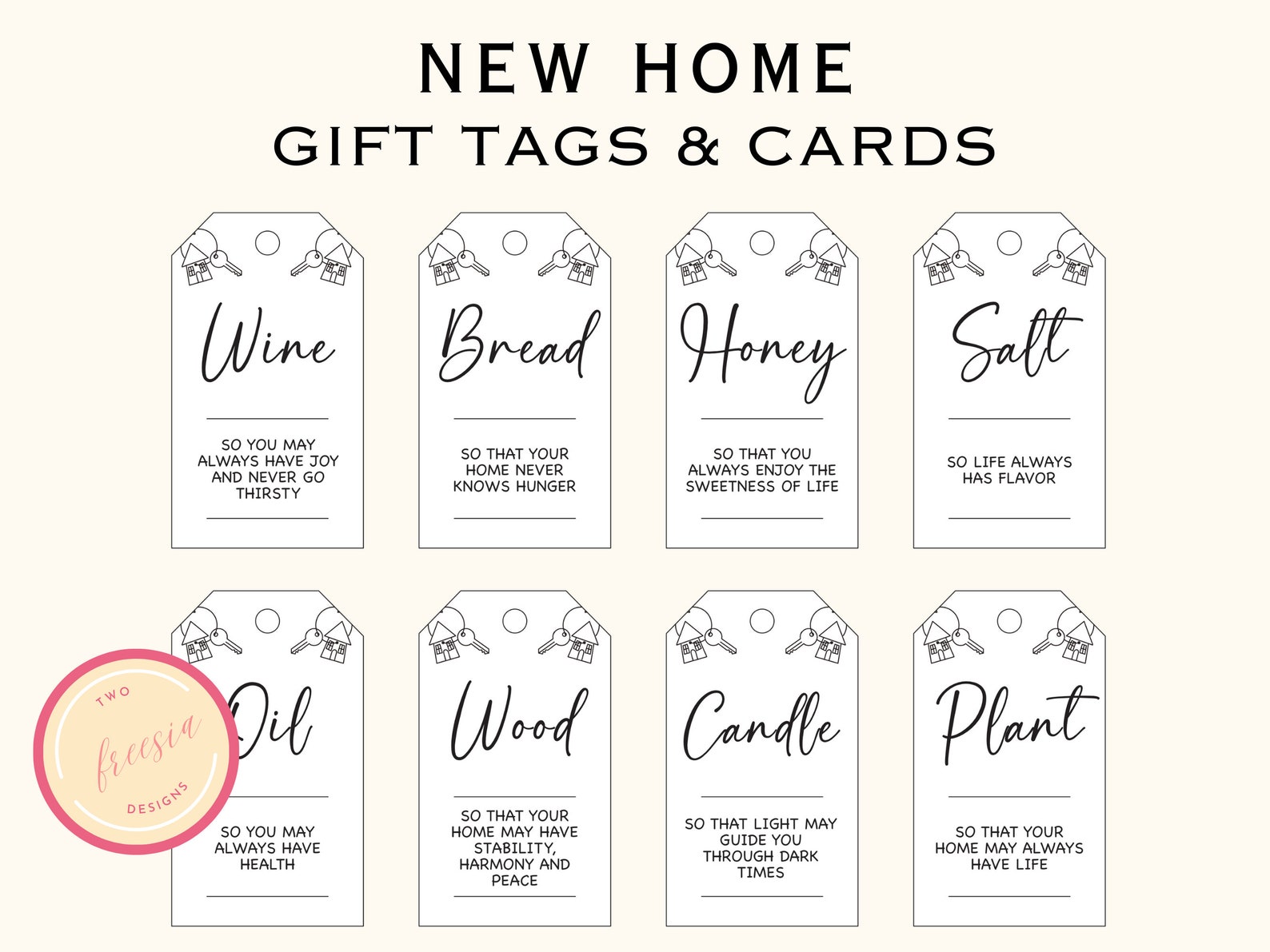 Printable New Home Cards and Tags - Housewarming Gift Basket Tags - New ...