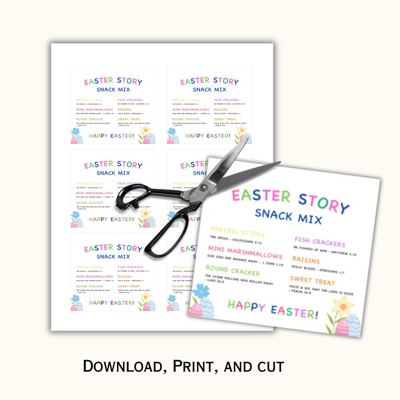 Editable Easter Story Snack Mix Printable Easter Treat Gift Tag Easter ...