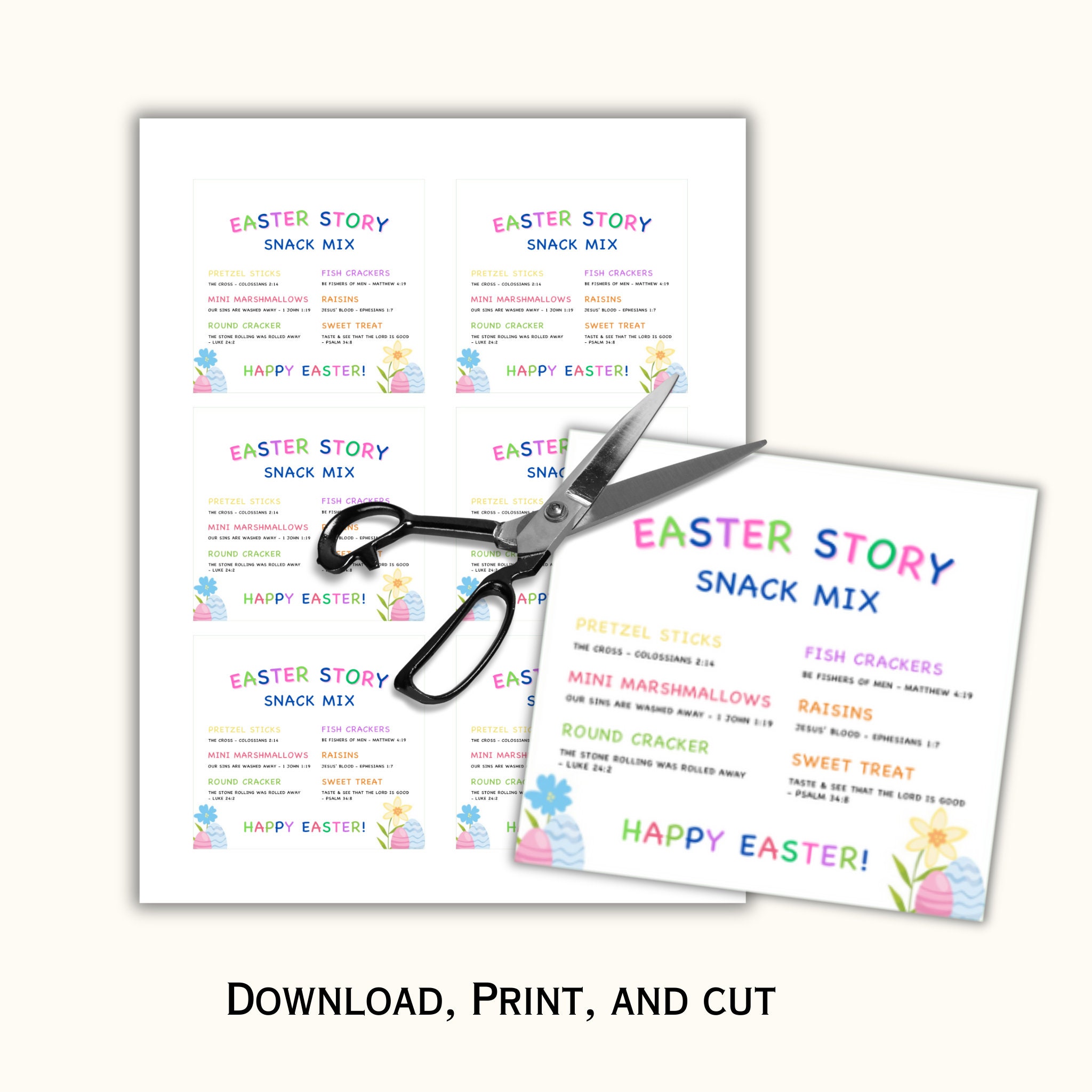 Editable Easter Story Snack Mix Printable Easter Treat Gift Tag Easter ...