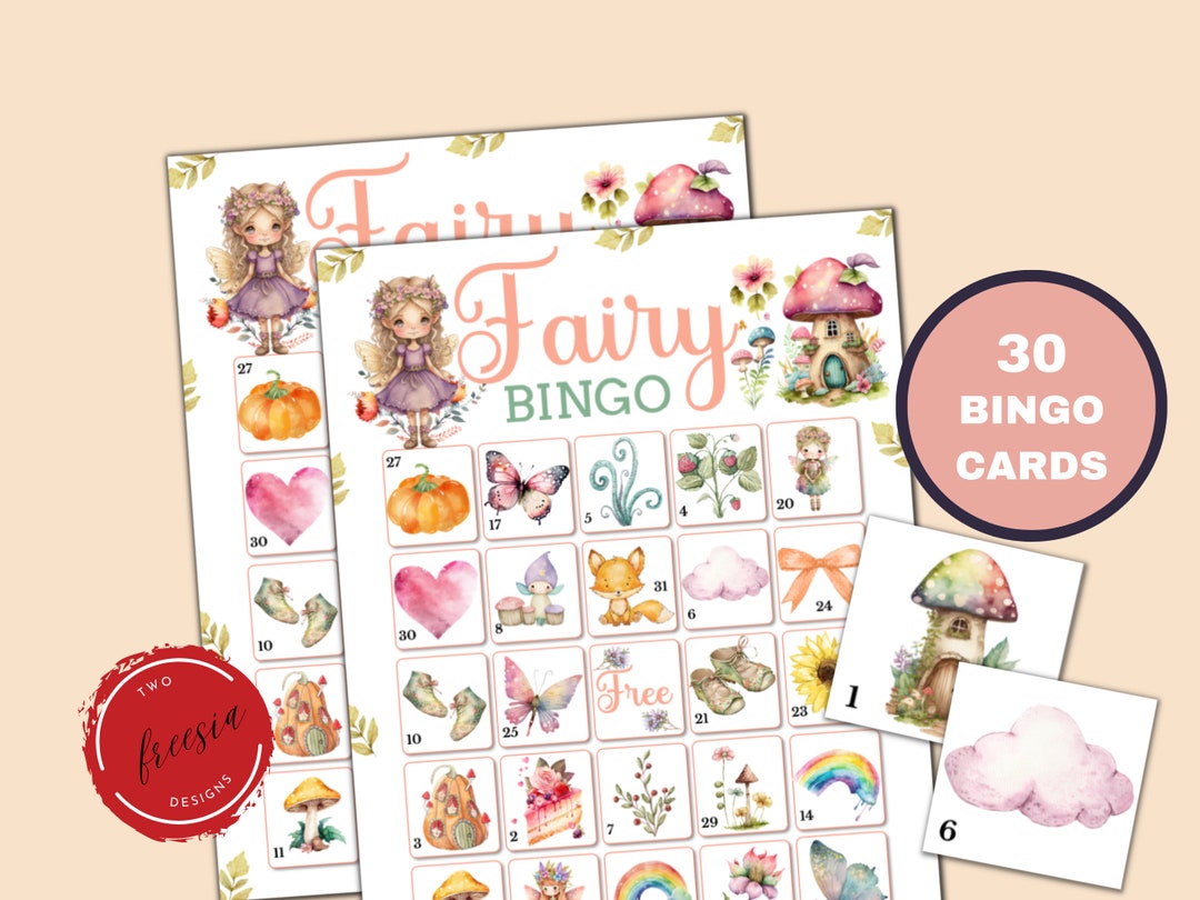 Fairy Bingo Game - Printable 30 Fairy Bingo Cards for Kids Fairy Themed ...