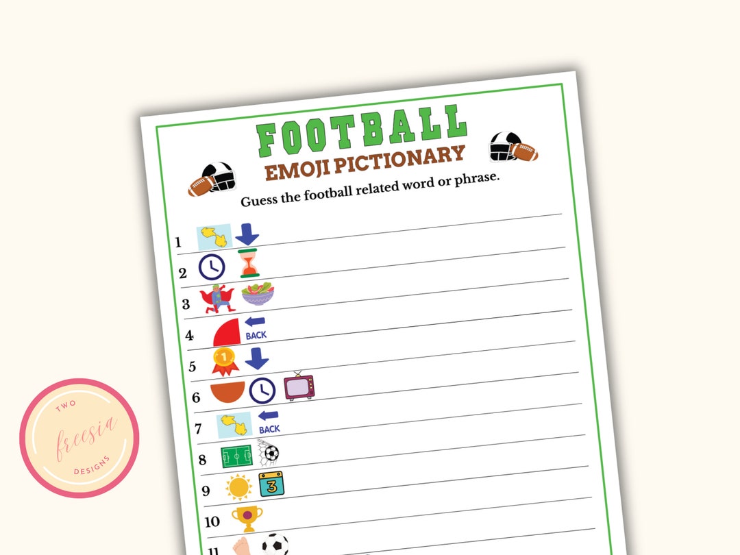 Football Emoji Game - Printable Football Party Game - Football Party ...